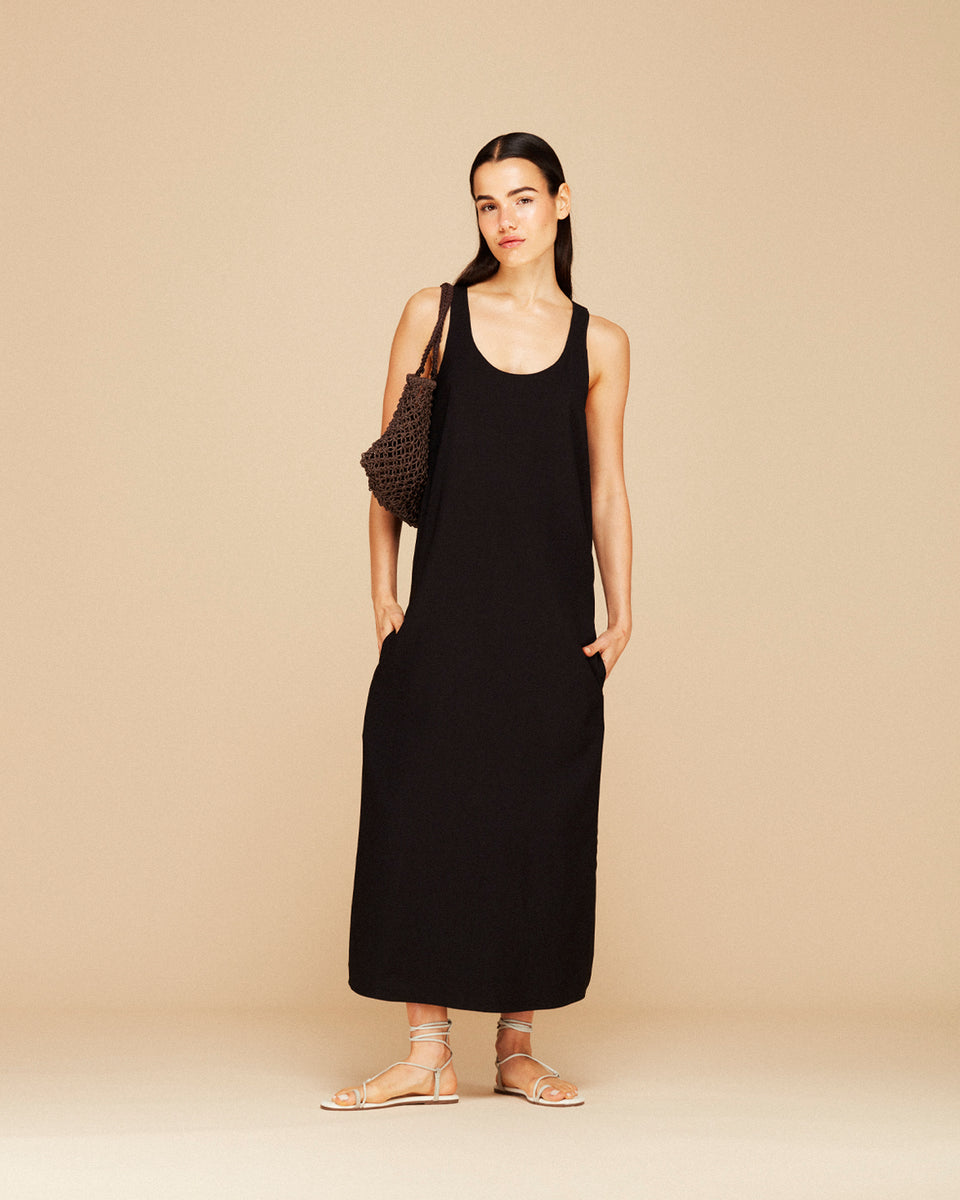 VESTIDO BASICO CUPRO NEGRO CHUNKA – Kapura